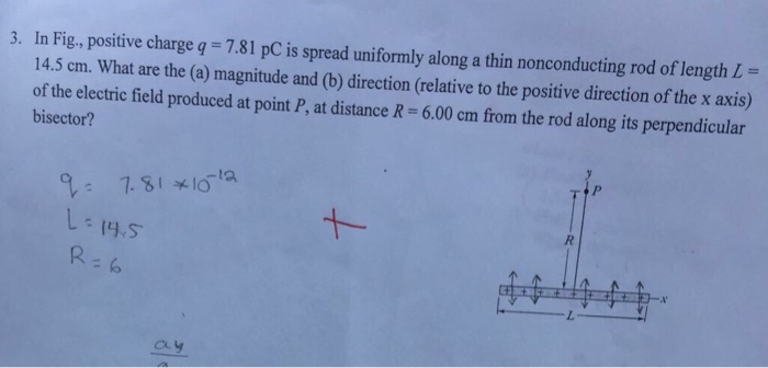 Solved In Fig., positive charge q = 7.81 pC is spread | Chegg.com