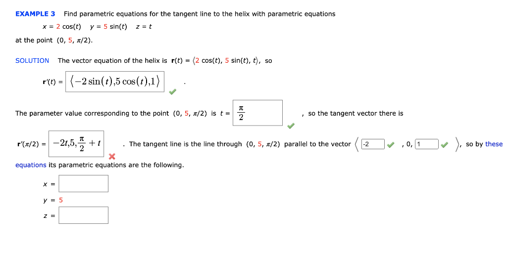 Solved EXAMPLE 3 Find parametric equations for the tangent | Chegg.com