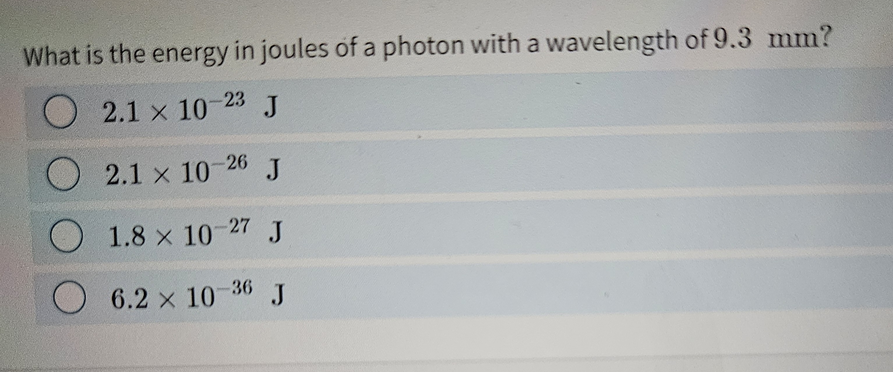 Solved What is ﻿the energy in ﻿joules of ﻿a photon with a | Chegg.com