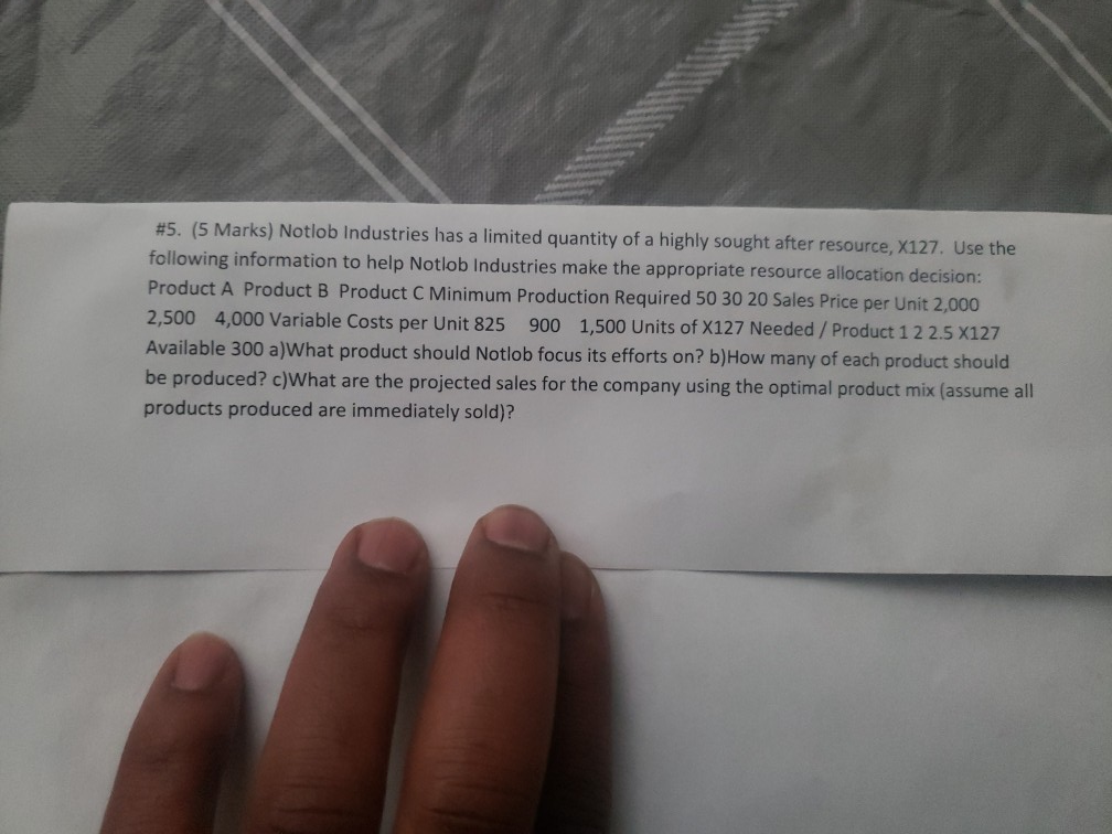 Solved #5. (5 Marks) Notlob Industries has a limited | Chegg.com