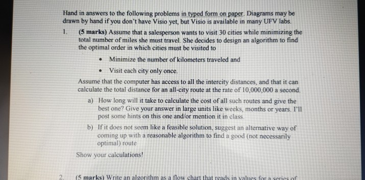 Hand in answers to the following problems in typed | Chegg.com