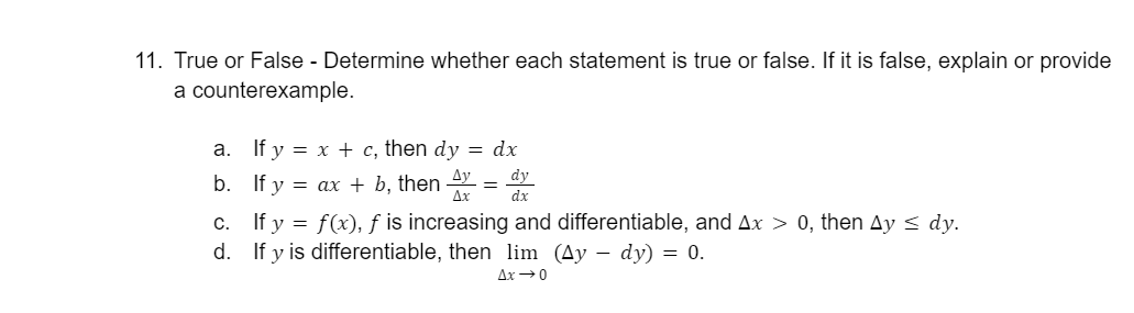 Solved 11. True or False - Determine whether each statement | Chegg.com