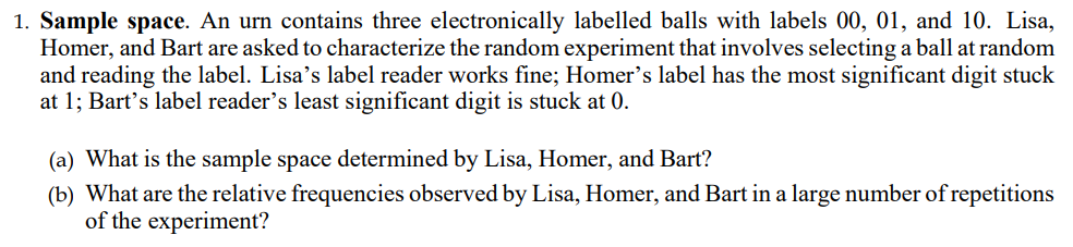 Solved 1. Sample space. An urn contains three electronically | Chegg.com