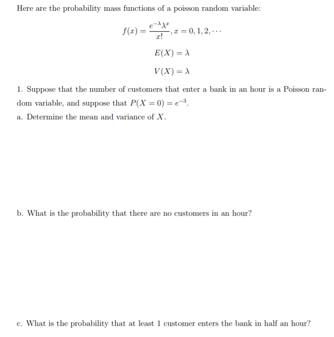Solved Here are the probability mass functions of a poisson | Chegg.com