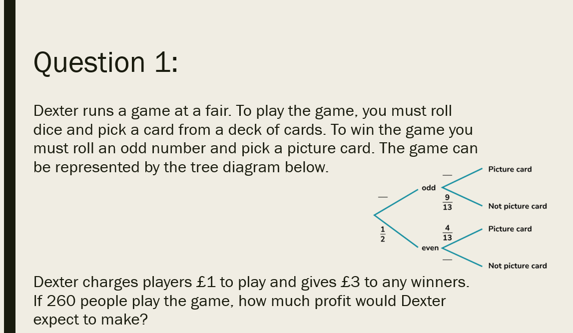 Solved Dexter runs a game at a fair. To play the game, you | Chegg.com