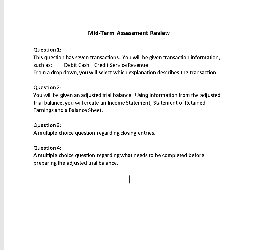 Solved Mid-Term Assessment Review Question 1: This question | Chegg.com