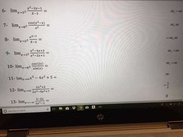 Solved x2-3x-1 00, 00 -lim ex-2 10-limx→rF sin(x) | Chegg.com
