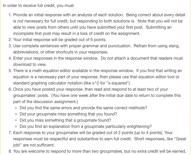 Solved In order to receive full credit, you must 1. Provide | Chegg.com