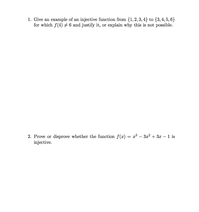Solved 1. Give an example of an injective function from | Chegg.com