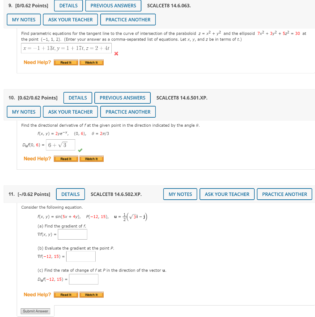 Solved 9. [0/0.62 Points] DETAILS PREVIOUS ANSWERS SCALCET8 | Chegg.com