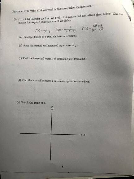 Solved Partial credit: Write all of your work in the space | Chegg.com