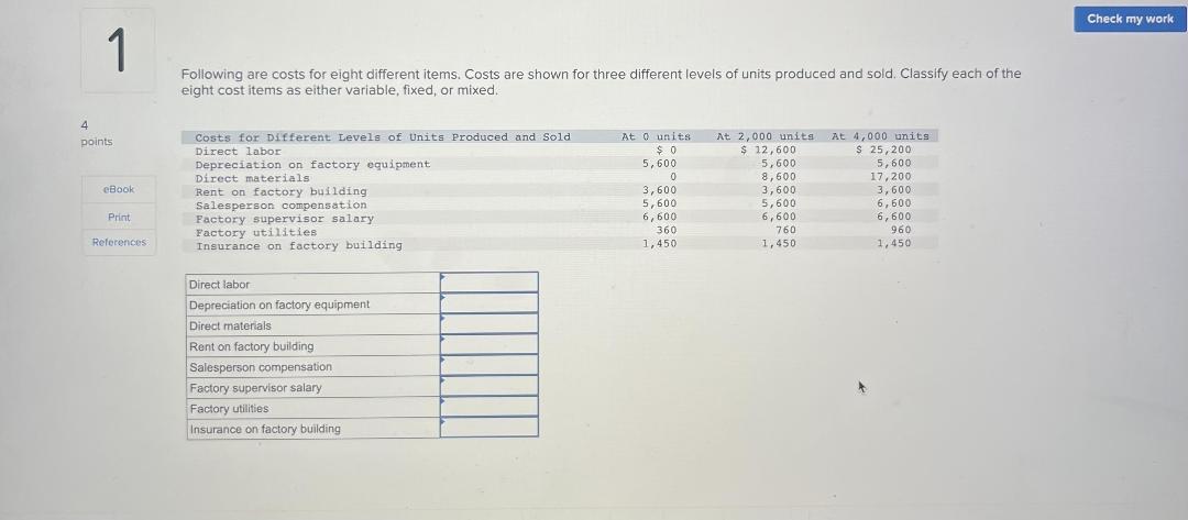 Solved Following are costs for eight different items. Costs | Chegg.com