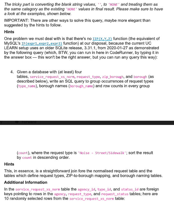 Solved 1. Given a database with (at least) a table called | Chegg.com