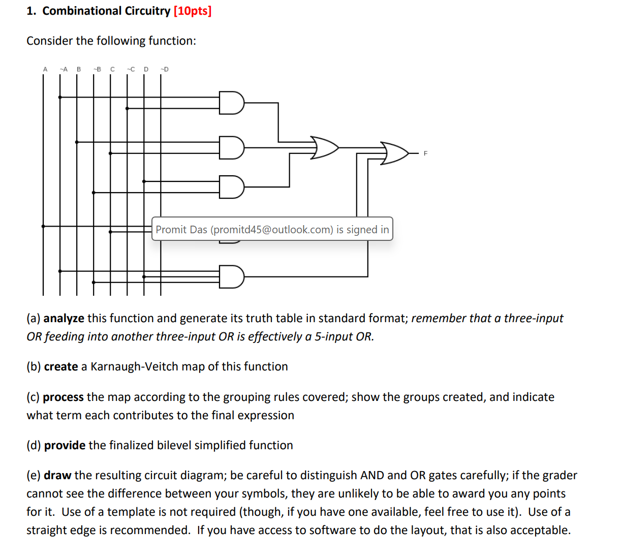 Solved 1. Combinational Circuitry [10pts] Consider the | Chegg.com
