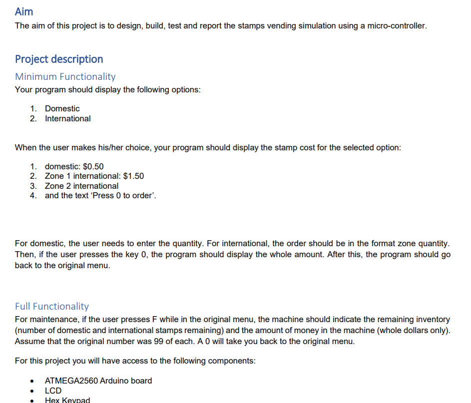 Solved Create the following documentation for the project | Chegg.com