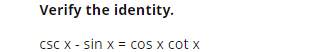 Solved Verify the identity. | Chegg.com