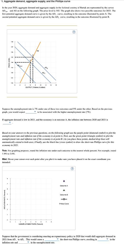 Solved 1. Aggregate demand, aggregate supply, and the | Chegg.com