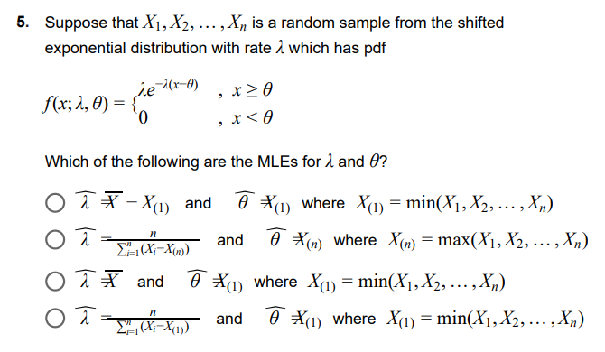 Solved Suppose that X1,X2,…,Xn is a random sample from the | Chegg.com