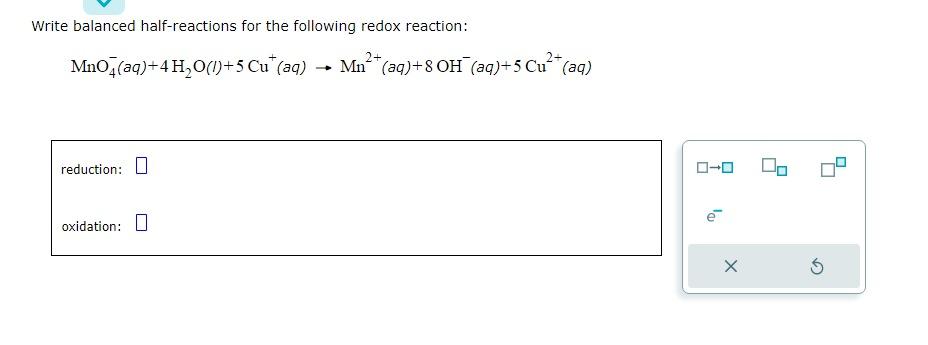 Solved Write balanced half-reactions for the following redox | Chegg.com