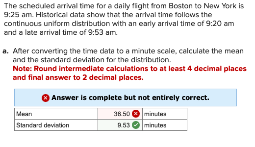 Solved The scheduled arrival time for a daily flight from | Chegg.com