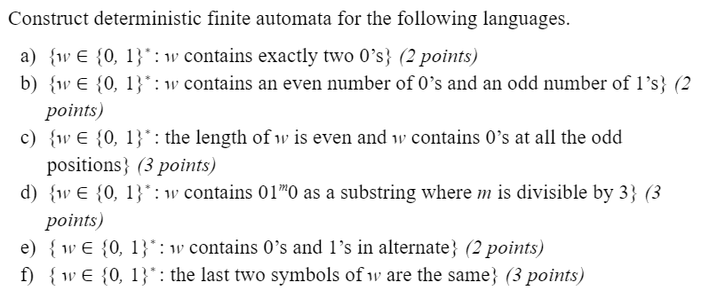 Solved Construct deterministic finite automata for the | Chegg.com