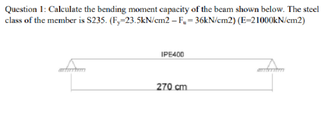 Solved Question 1: Calculate the bending moment capacity of | Chegg.com