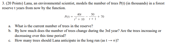 Solved 3. (20 Points) Lana, an environmental scientist, | Chegg.com Solved 3. (20 Points) Lana, an environmental scientist, | Chegg.com