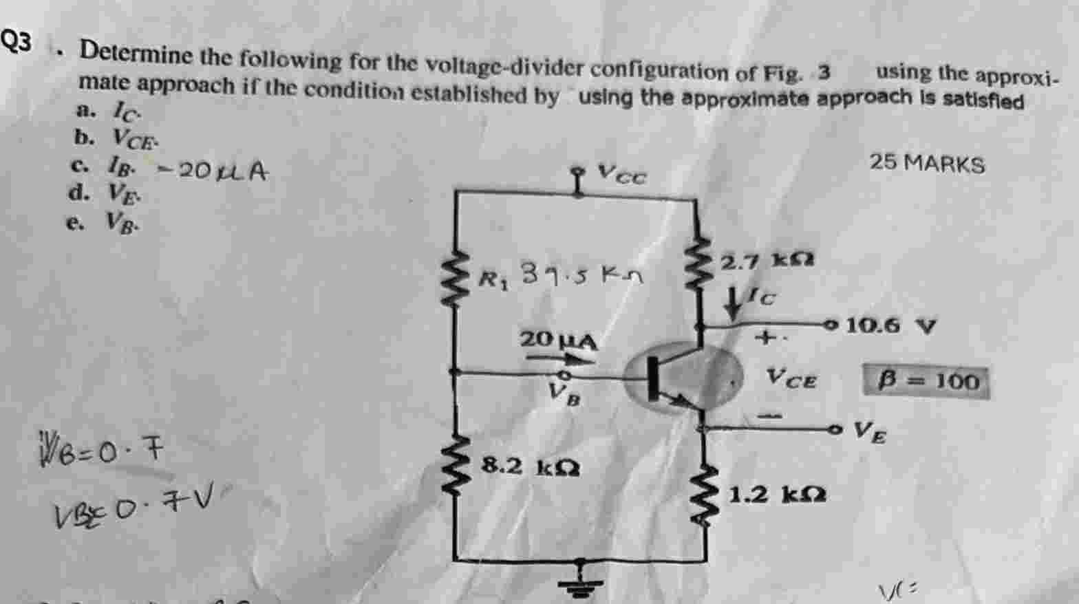 Solved Q3 . ﻿Determine the following for the voltage-divider | Chegg.com