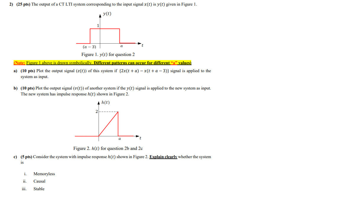 Solved 2) (25 pts) The output of a CT LTI system | Chegg.com
