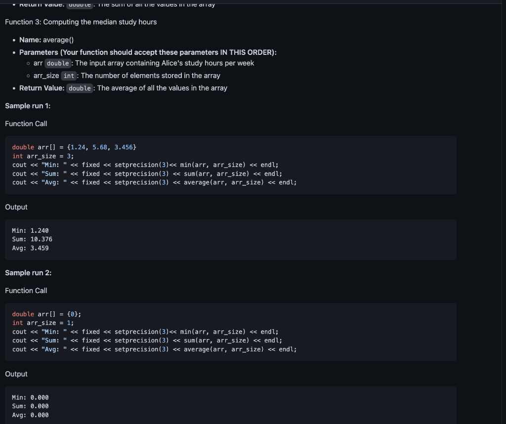 Solved Question 2 (6 points): Array Statistics Alice is | Chegg.com