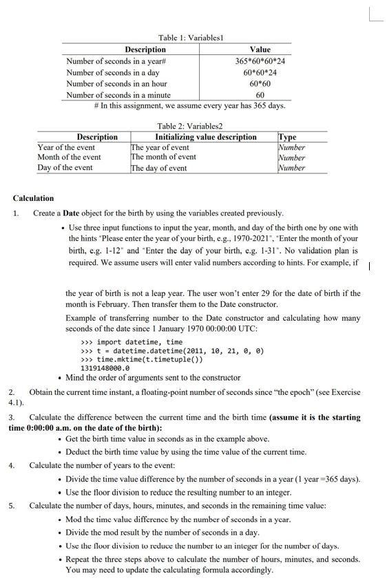 Solved Calculation 1. Create a Date object for the birth by | Chegg.com