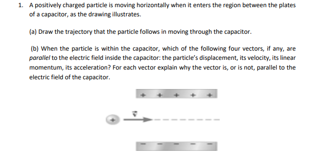 Solved 1. A positively charged particle is moving | Chegg.com