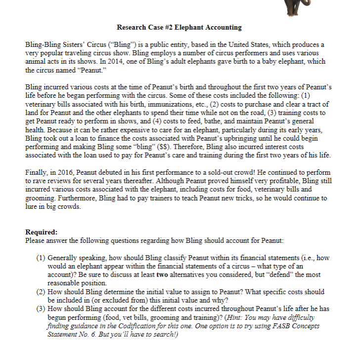 Solved Research Case #2 Elephant Accounting Bling-Bling | Chegg.com