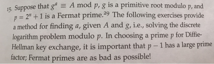 Solved Is: Suppose that g A mod p, g is a primitive root | Chegg.com