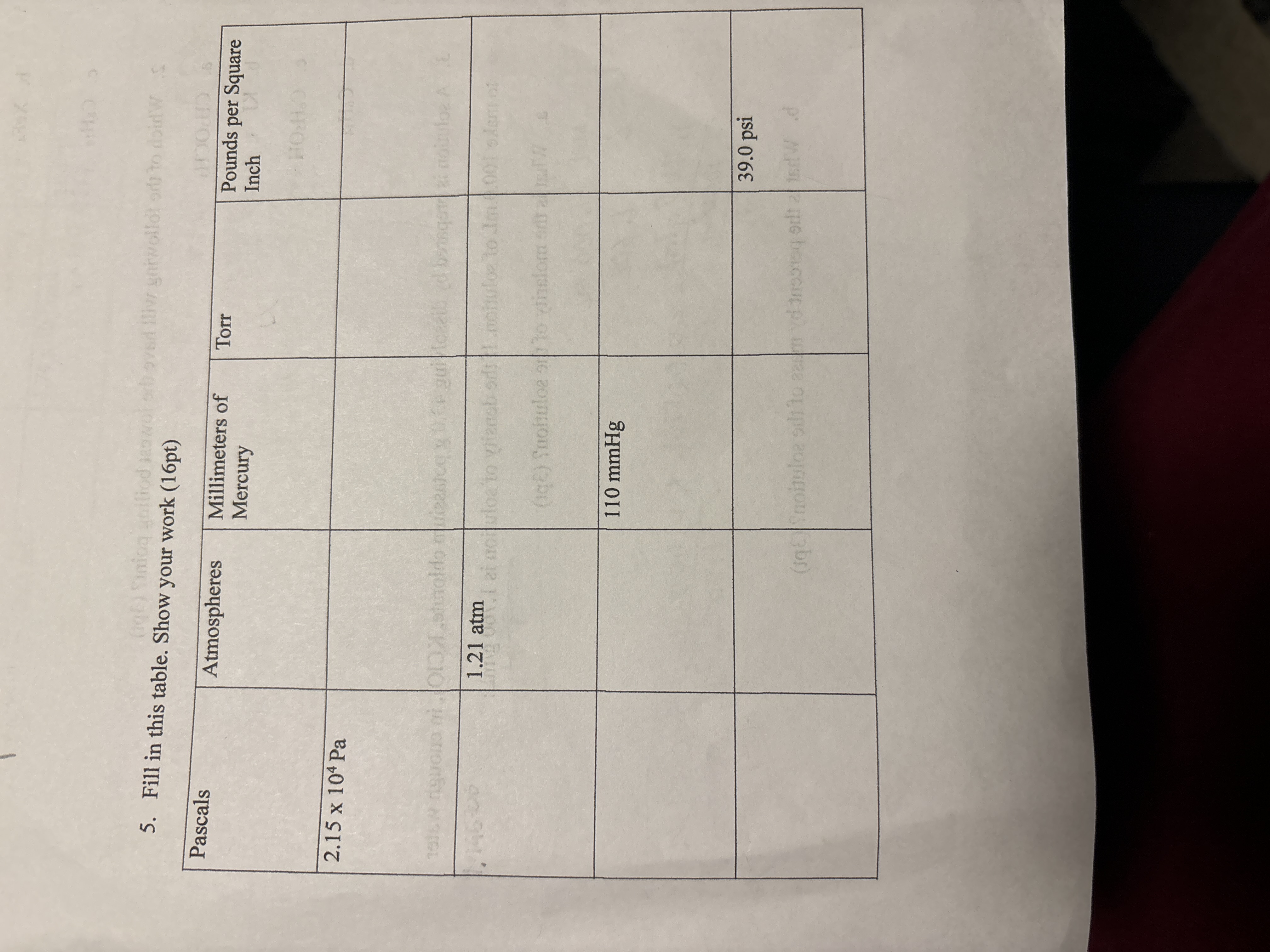 Solved Fill in this table. Show your work | Chegg.com