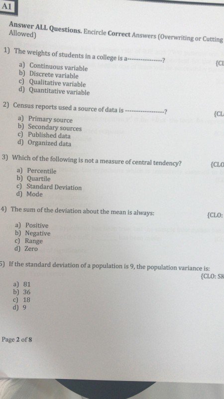Solved Al Answer ALL Questions. Encircle Correct Answers | Chegg.com