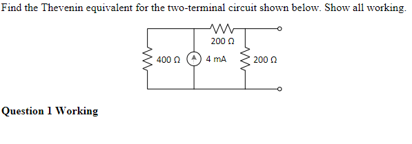 Solved Find the Thevenin equivalent for the two-terminal | Chegg.com