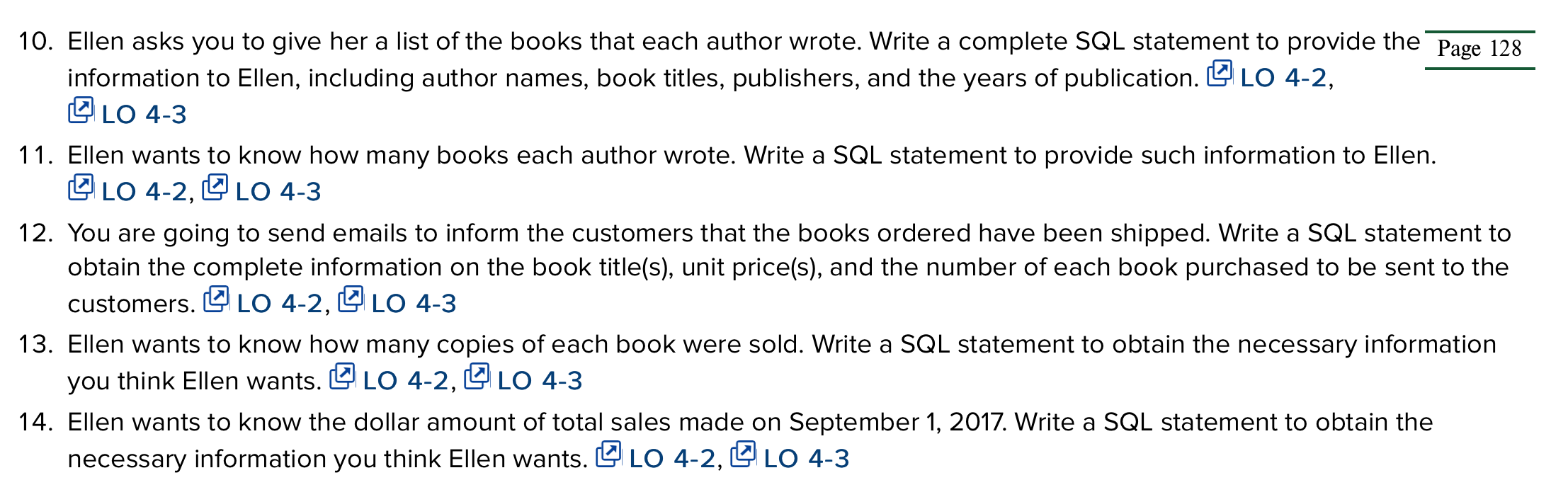 Solved 10. Ellen asks you to give her a list of the books | Chegg.com