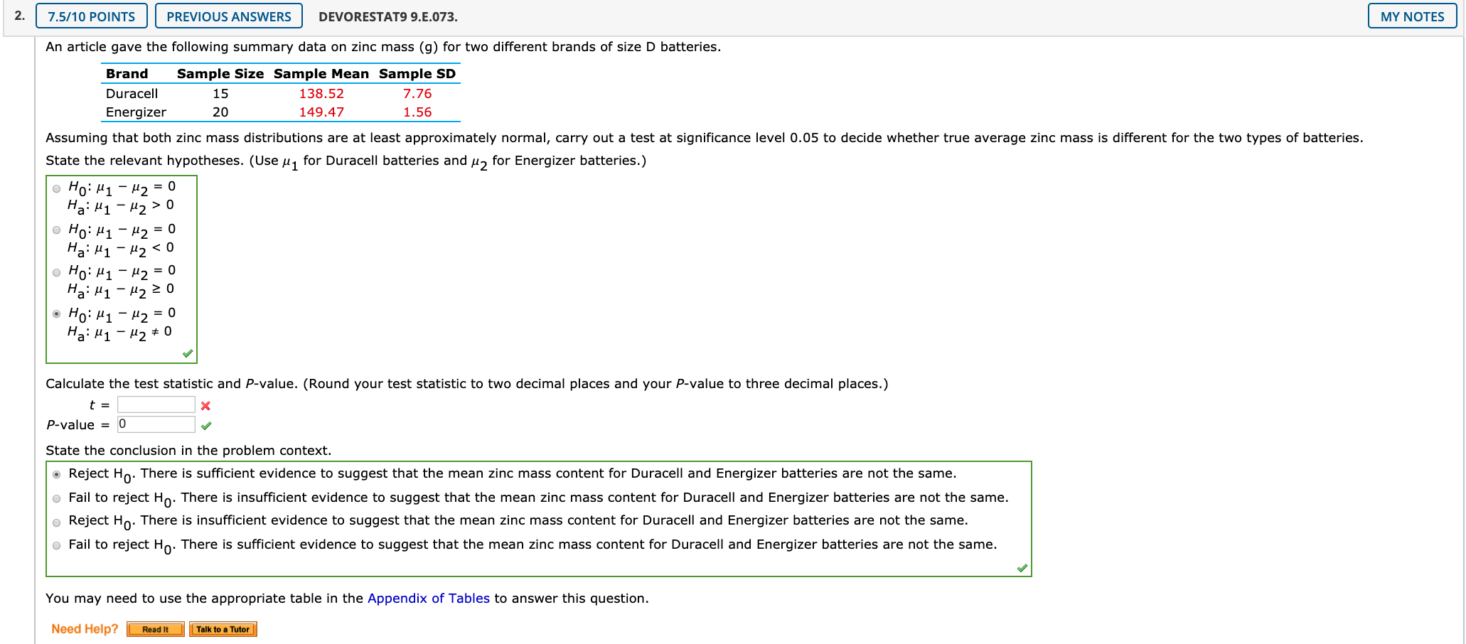 Solved 2. 7.5/10 POINTS PREVIOUS ANSWERS DEVORESTAT9 | Chegg.com