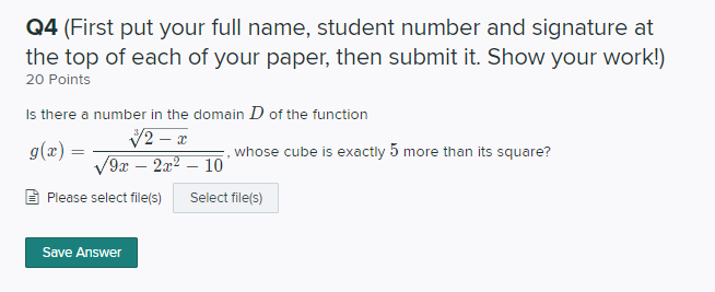 Solved Q4 (First put your full name, student number and | Chegg.com