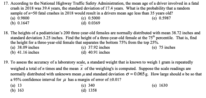 Solved 17. According to the National Highway Traffic Safety | Chegg.com