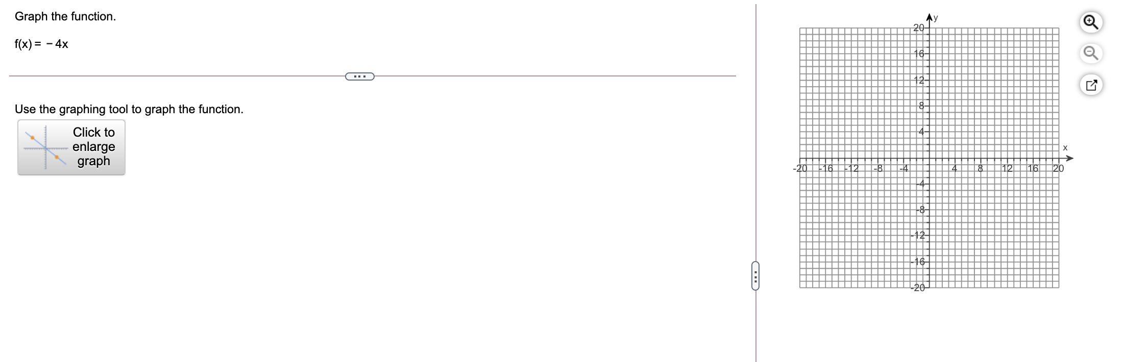 Solved Graph the function. 20 f(x) = - 4x 0 Use the graphing | Chegg.com
