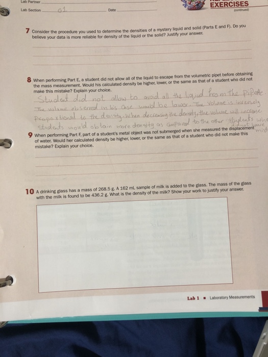 Solved Part E: Determining the Density of a Mystery Liquid | Chegg.com