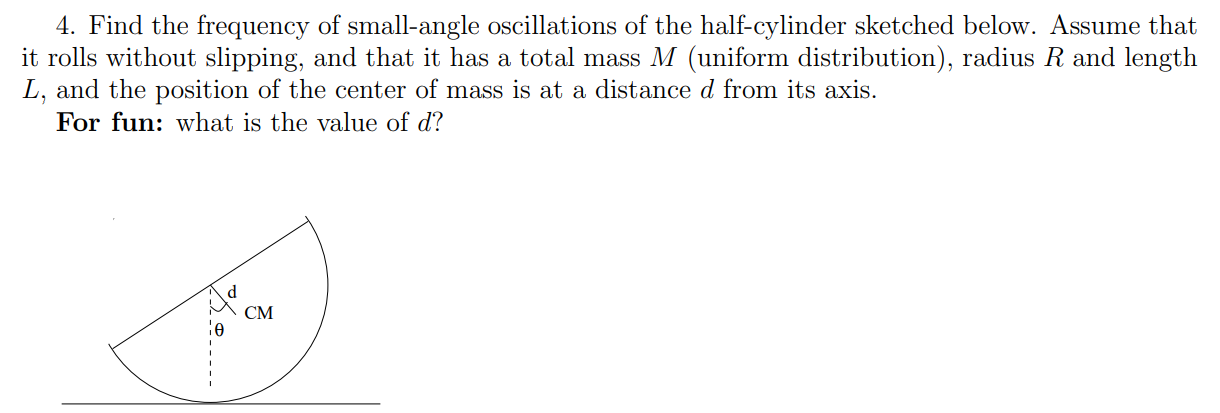Solved 4. Find the frequency of small-angle oscillations of | Chegg.com