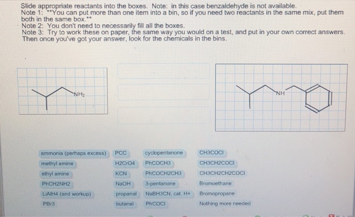 Solved Slide appropriate reactants into the boxes. Note: in | Chegg.com