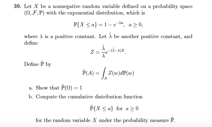 Solved 39. Let X be a nonnegative random variable defined on | Chegg.com