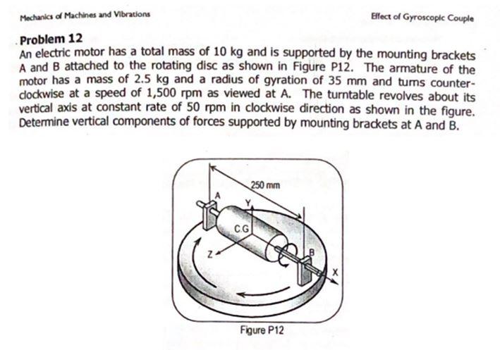 Solved Mechanics of Machines and Vibrations Effect of | Chegg.com