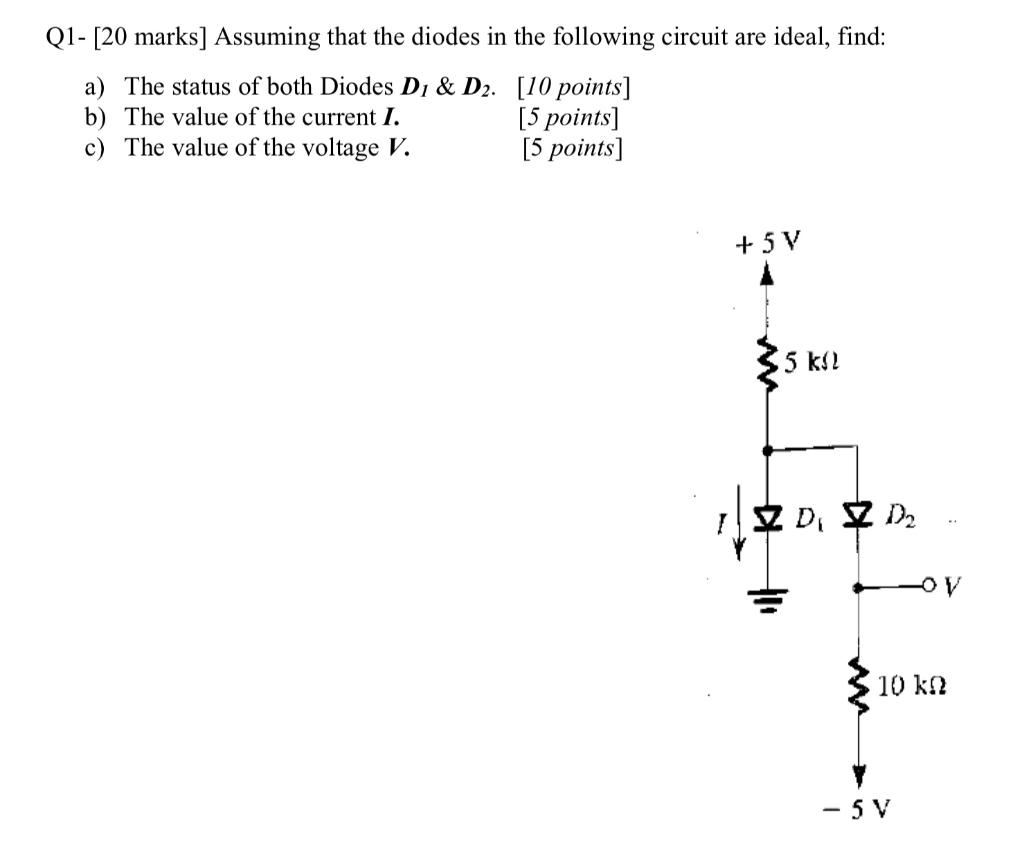 Solved Q1- [20 marks] Assuming that the diodes in the | Chegg.com