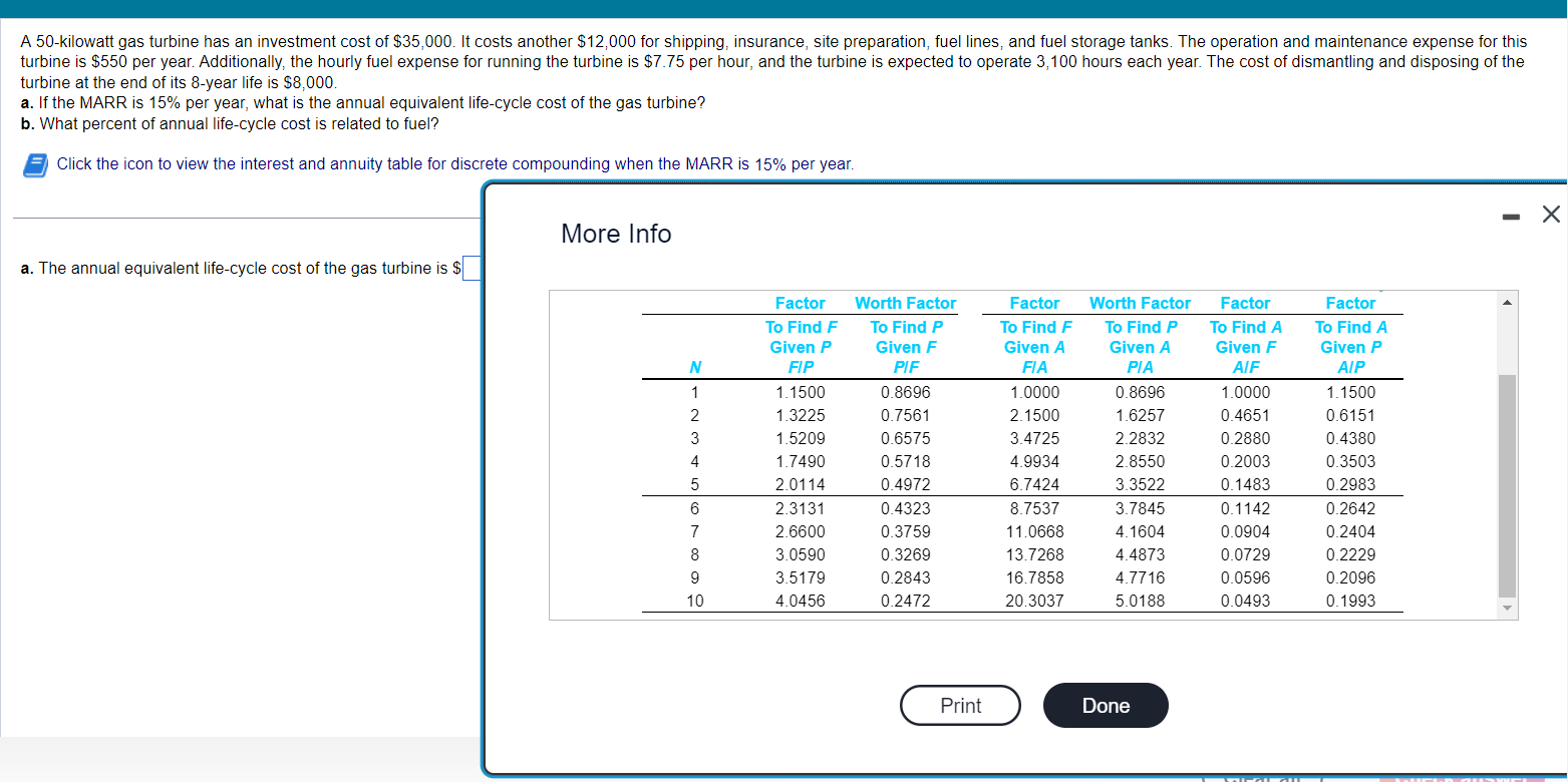 Solved turbine at the end of its 8 -year life is $8,000.a. | Chegg.com