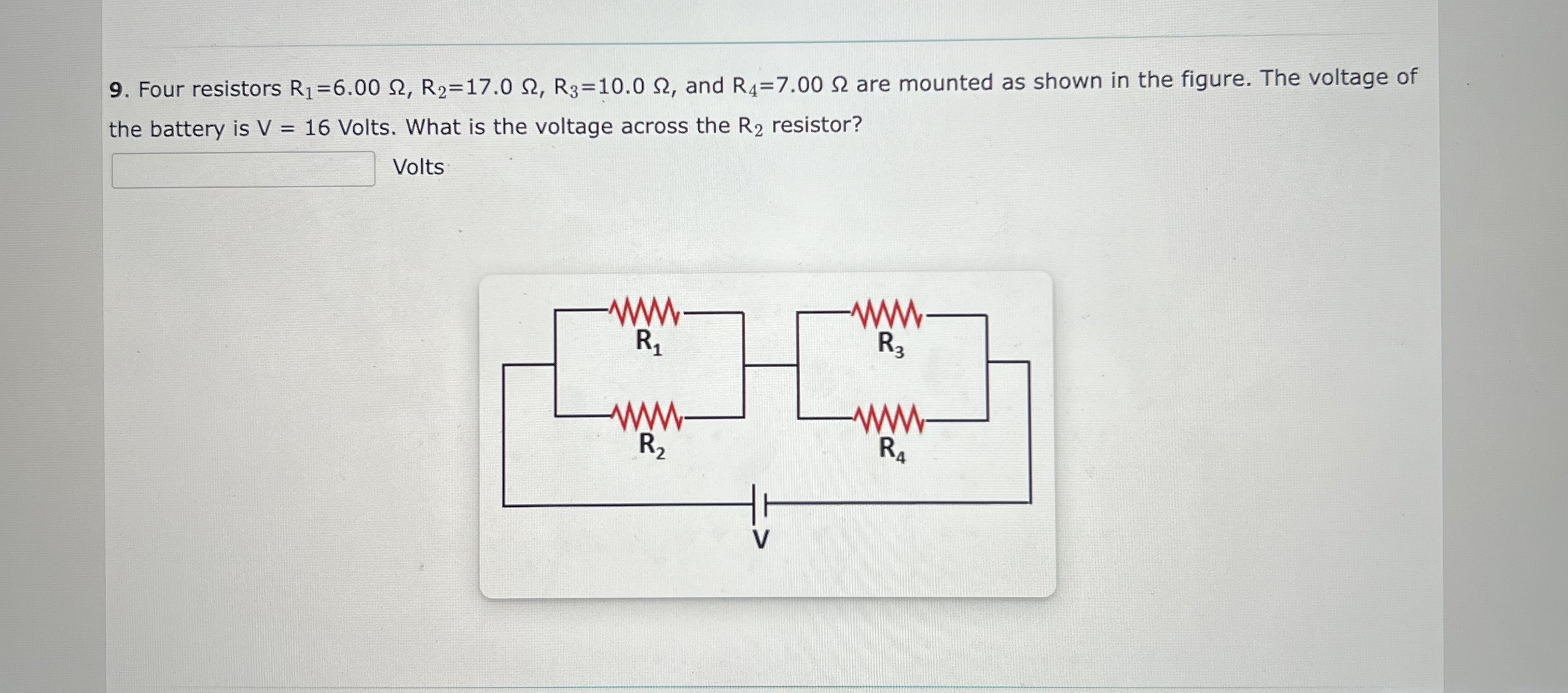 Solved Four Resistors R1 6 00Ω R2 17 0Ω R3 10 0Ω and